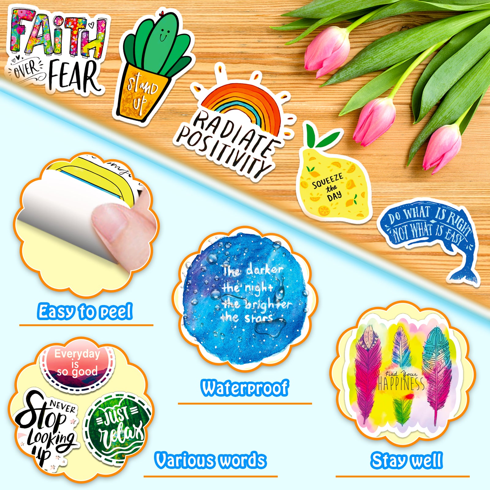 800PCS Positive Stickers for Thanksgiving Cards, Gift Box Packing ...